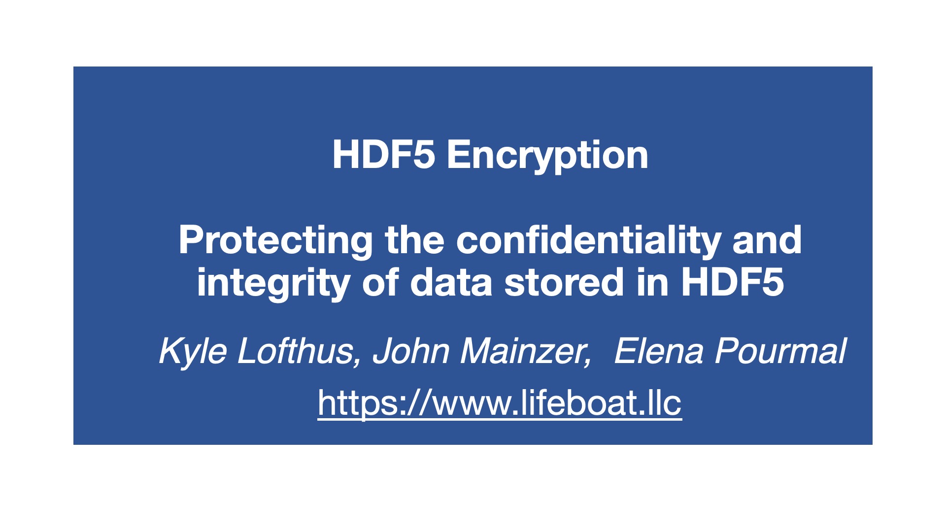 HDF5 Encryption