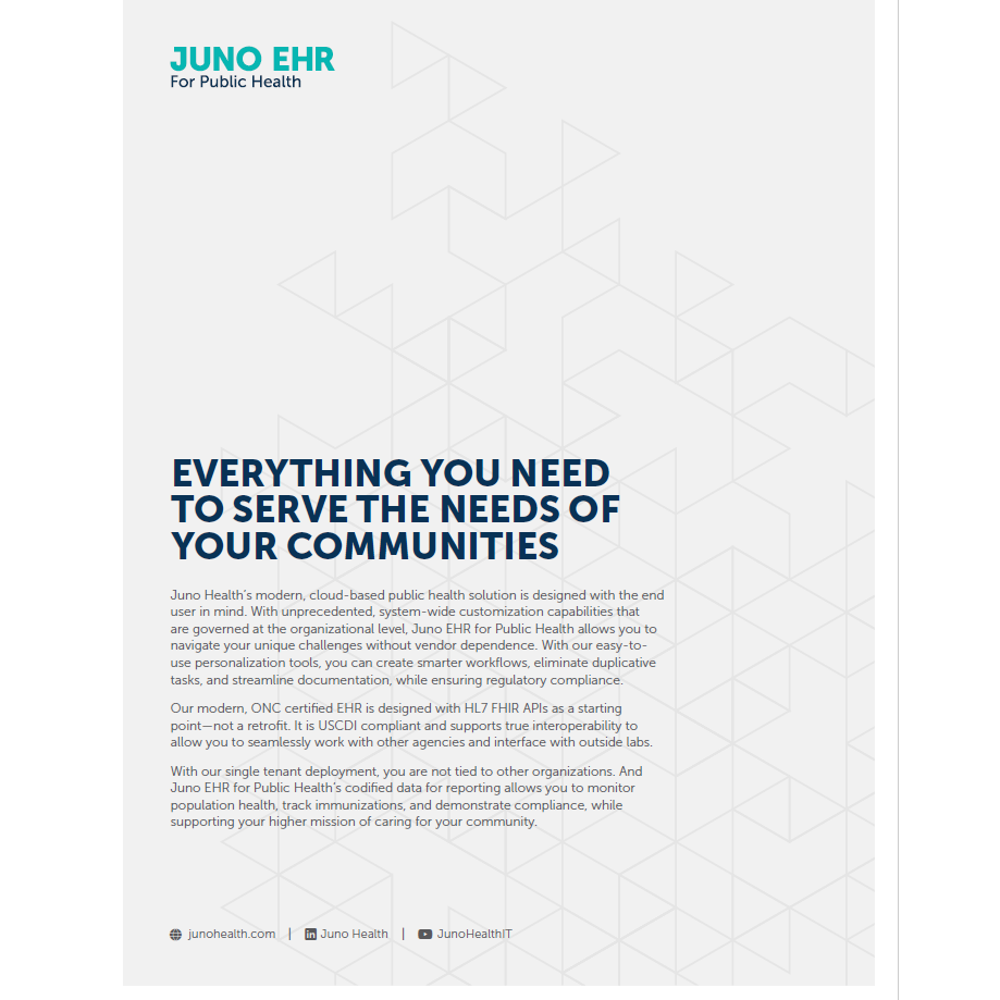Juno EHR for Public Health