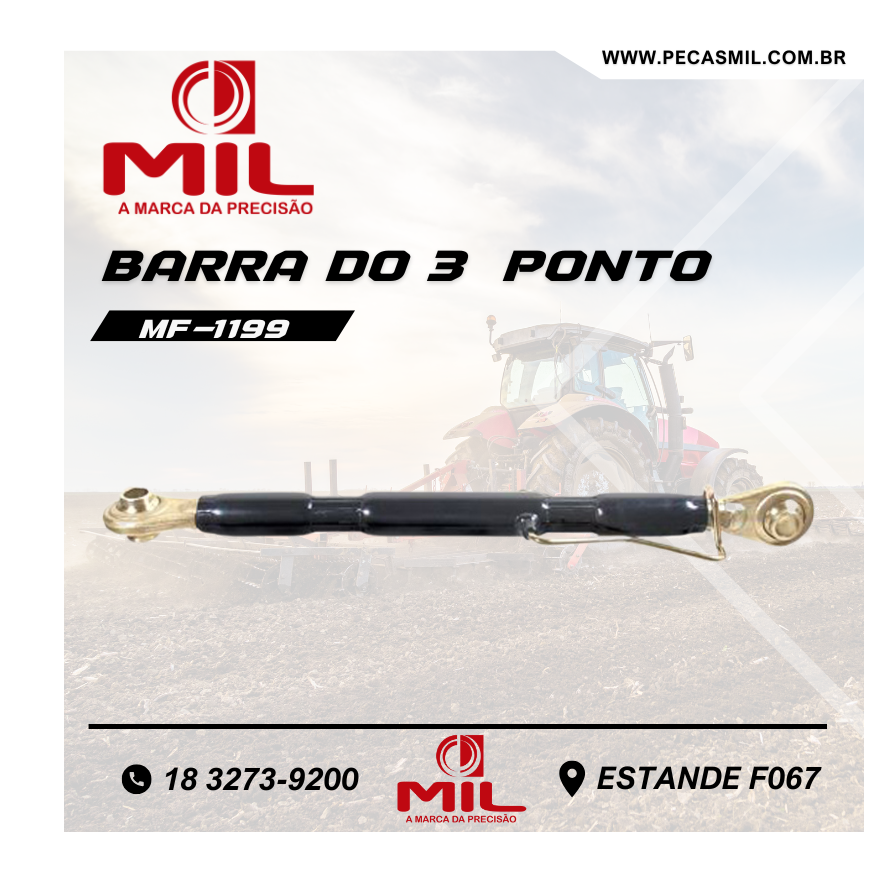 Center Link, Ball Assembly Type, Fine Thread/Tube 55 cm for Tractors.