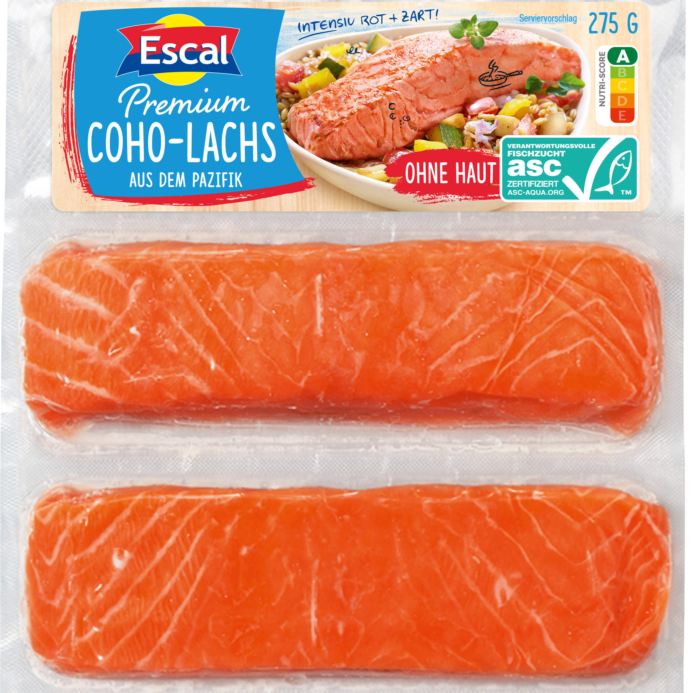 Coho-salon, 2 fillets without skin, frozen