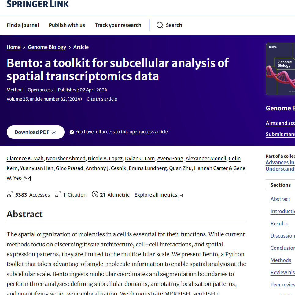 Bento: a toolkit for subcellular analysis of spatial transcriptomics data