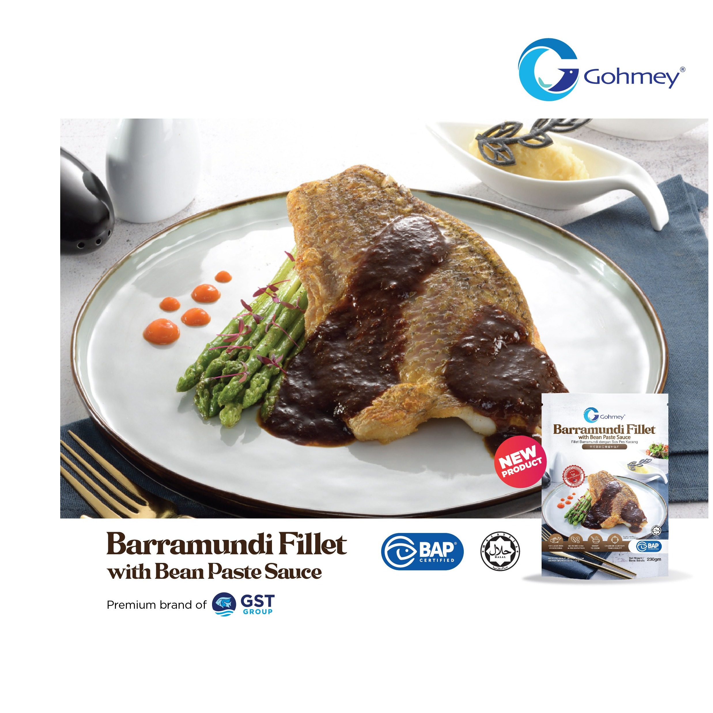 Gohmey Barramundi Fillets with sauces